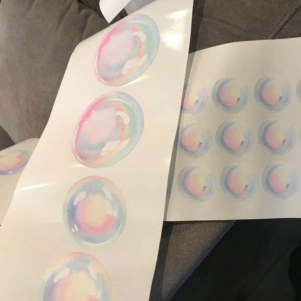Watercolor Rainbow Bubbles Wall Decal Set Bubbles Removable Fabric Wall ...