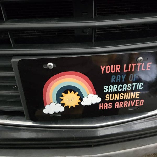 Boho Sunset Front License Plate, Retro Sun Vanity Car Tag, Cute ...