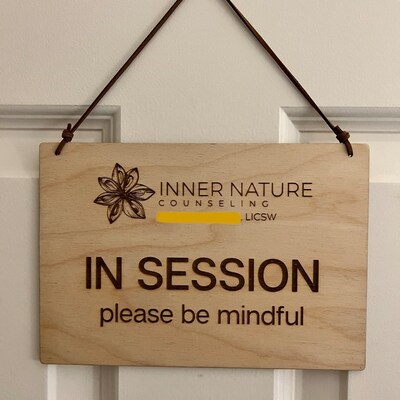 Double Sided Hanging Door Sign Welcome in Session Wooden Sign for ...