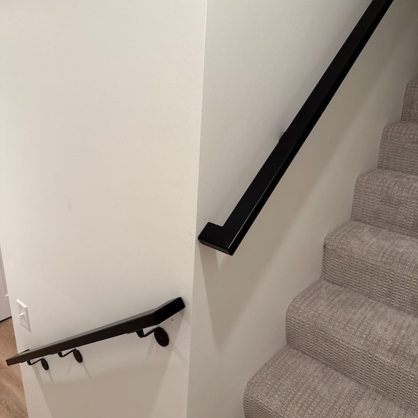 Modern Black Steel Stair Rail: 2"x1" Metal Handrail - Etsy