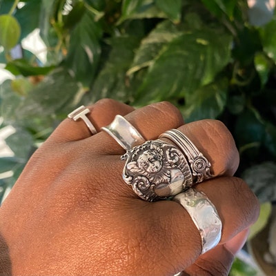 Art Deco Heather Spoon Ring Clean and Smooth Lines - Etsy