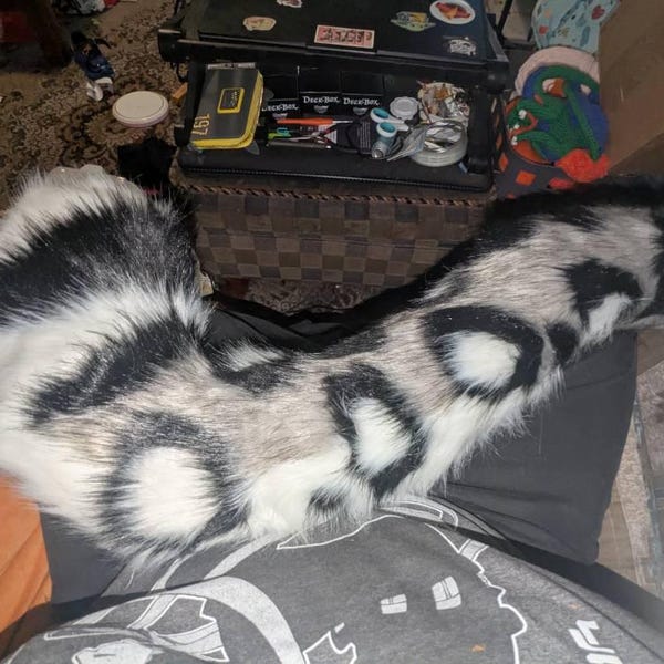 Realistic Faux Fur White Gray Snow Leopard Ear and Tail Set Anime ...
