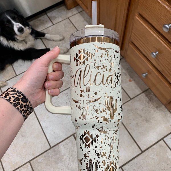 Paint Splatter Western 40oz Tumbler, Travel Mug, Engraved Tumbler ...