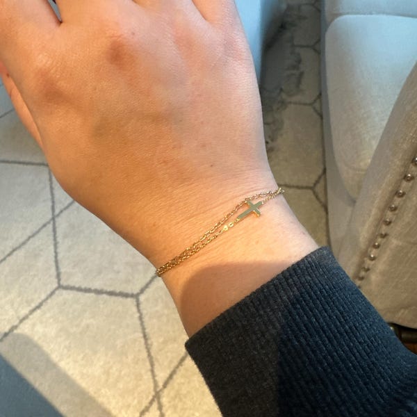 Gold Cross Bracelet, Cross Jewelry, Sterling Silver Cross Bracelet ...