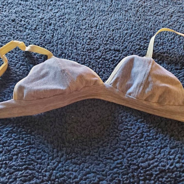 Organic Cotton Gray Bralette. Soft Wireless Bra. Comfortable Supportive ...