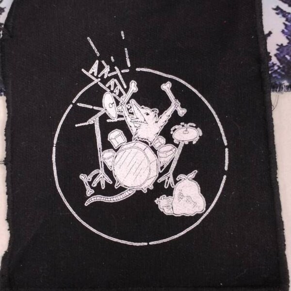 Folk Punk Drummer Opossum Patch - Original Art - Etsy