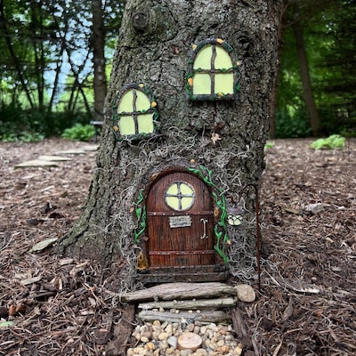 Fairy Door and Windows for Trees Glow in the Dark Outdoor Decor Fairy ...