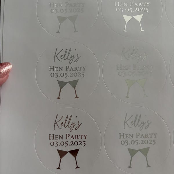 Foiled Hen Party Stickers, Personalised Hen Do Stickers, Hen Party ...