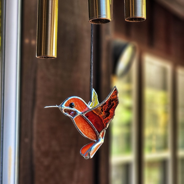 Hummingbird Black and White Stained Glass 3D Suncatcher Silver Finish ...