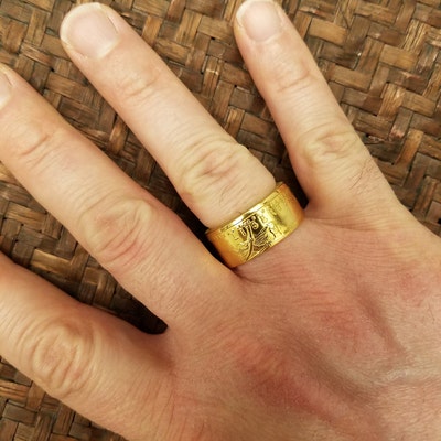 22k Solid Gold Coin Ring for Men: Crafted From 1 Oz 'heads' Design Coin ...