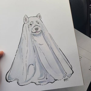 Spooky Ghost Dog Print - Etsy