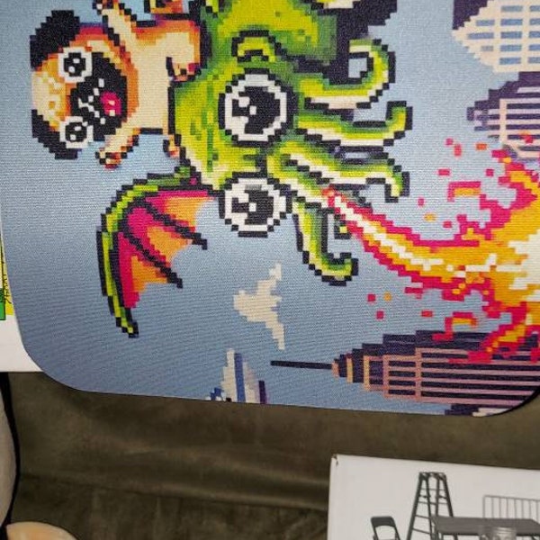 Pixel Art Pug Riding Cthulhu Mouse Pad Fun & Retro Gaming Design - Etsy