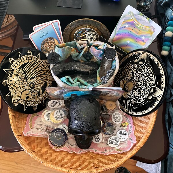 Obsidian Vessel, With the Days of the Aztec Calendar Engraved. Hand ...