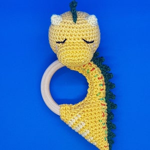 CROCHET PATTERN Dexter the Dragon Crochet Amigurumi Rattle Teether Ring ...