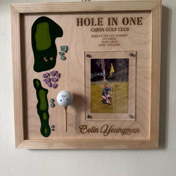Personalized Hole in One Display With Flag, LARGE Hole in One Display ...