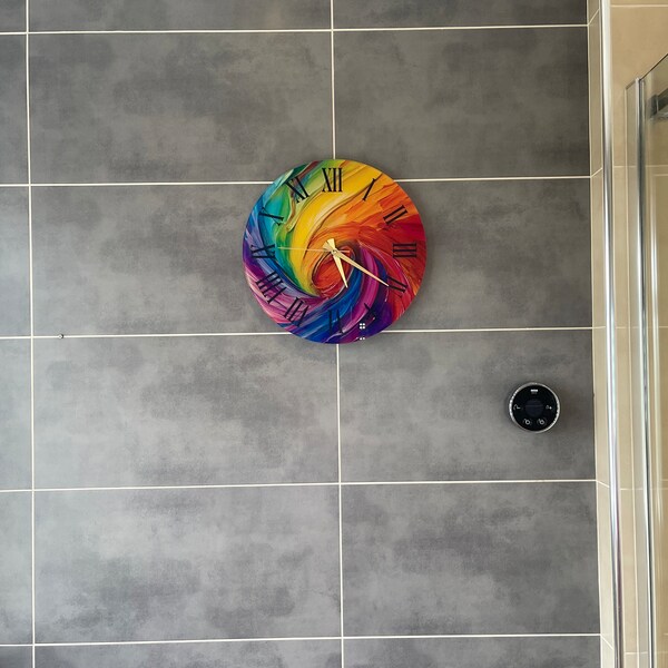 Glass Colorful Wall Clock Wall Art, Color Palette Tempered Glass Wall ...