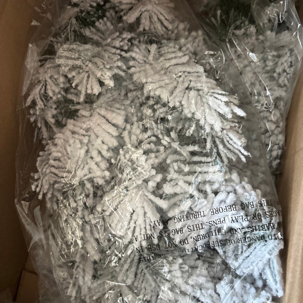 Set of 2 Flocked Pine Teardrop Swags - Faux Frosted Snow Christmas ...