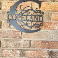 Custom Metal Signs Monogram Wall Decor Metal Wall Art Last Name Sign ...