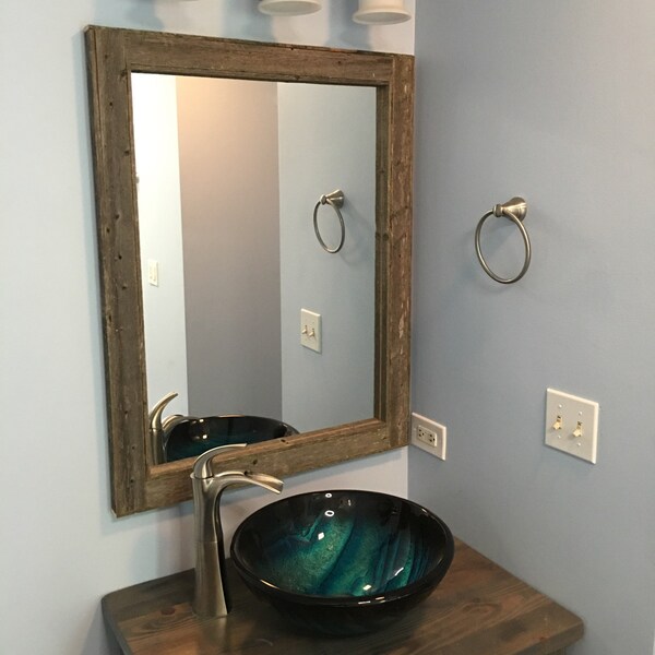 Reclaimed Wood Mirror - Rustic Lodge Decor - Bathroom Mirrors - Etsy