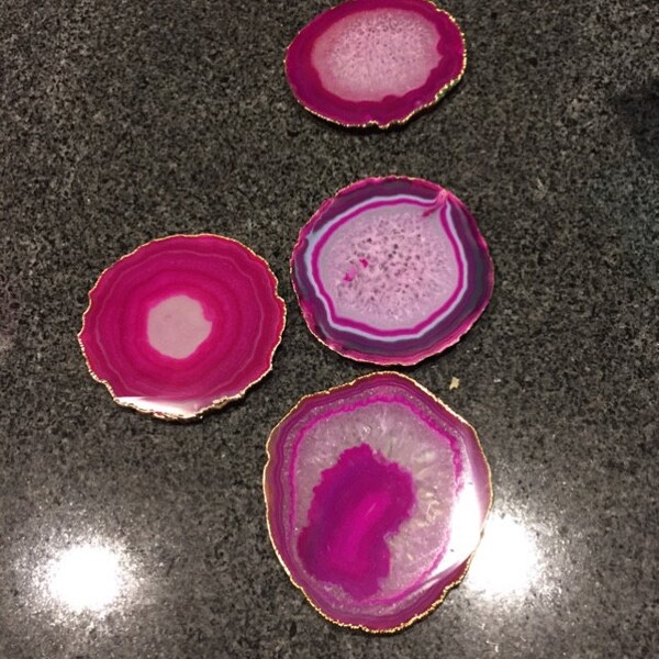 PINK Agate Coasters. Fuchsia Geode Coasters. Magenta Gem Coasters ...