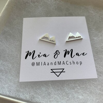 Mountain Earrings, Gold Mountain Studs, Outdoor Earrings, Adventure ...