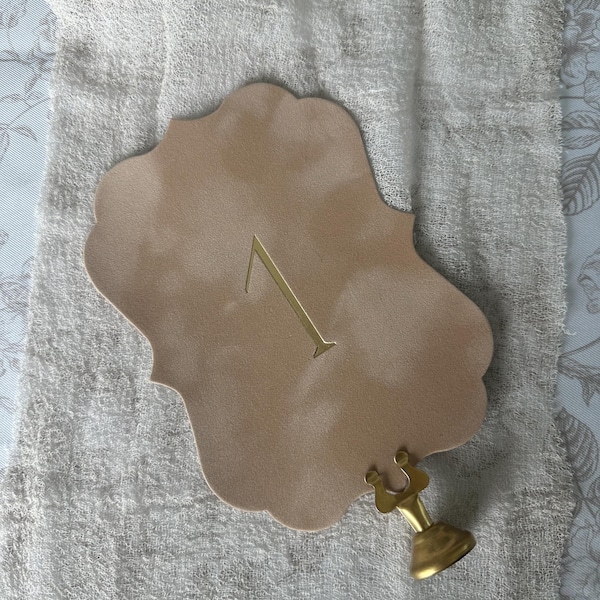 Velvet Table Numbers With Gold Foil Print - Bracket Shape - Die Cut ...
