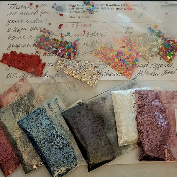 5-bag BIG Snowflake Glitter Sample Pack 9MM Holo Silver White Pearl ...