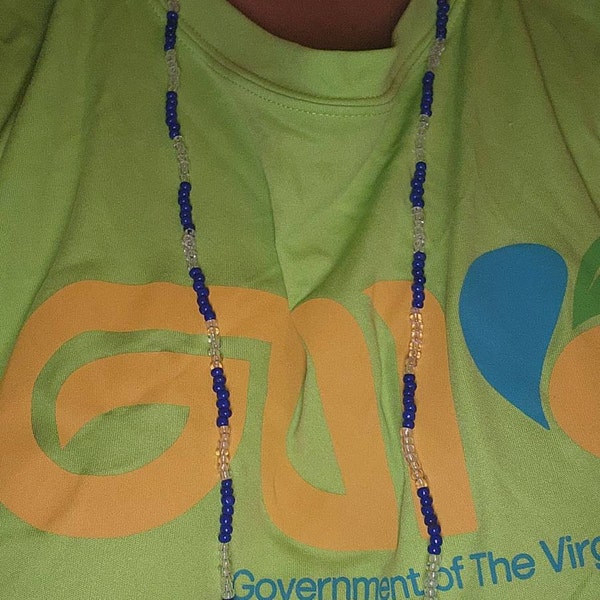 Collar Eleke De Yemaya Cuentas Grandes Azul Solidas Y Clara ...