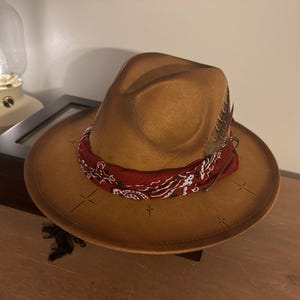 Tyler Childers Custom Hand Burned Wide Brim Fedora Hat Floral, Flowers ...