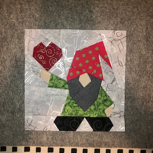 GNOME WITH HEART Paper Pieced Block Pattern in Pdf - Etsy