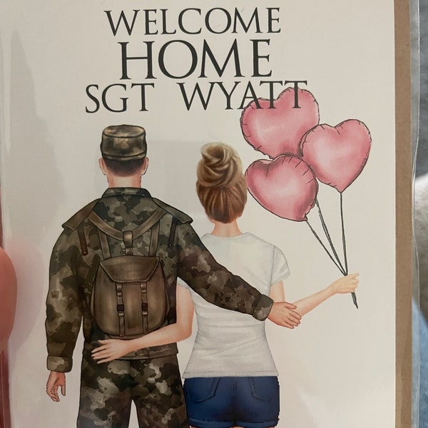 Personalized Military Welcome Home Card, Camo Deployment Miss You Gift ...