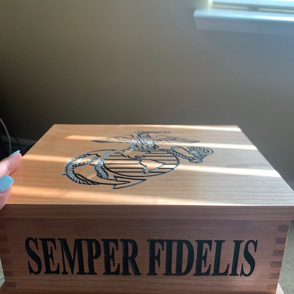Personalized Marine Corps Letter Keepsake Box - Engraved Wood Box ...