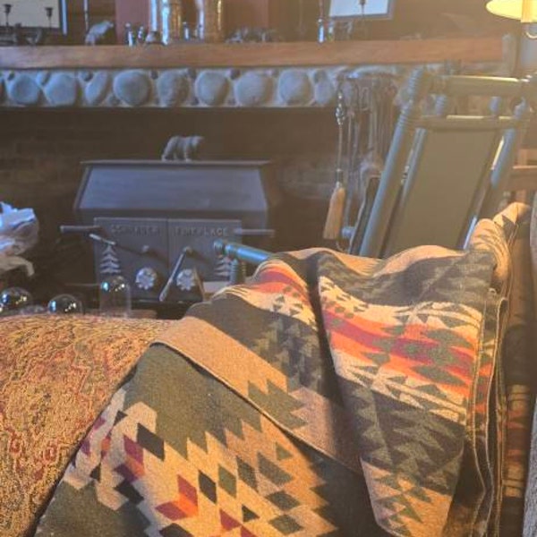 Wool Blend Blanket- Aztec Blanket, Reversible Blanket, Southwest - Etsy
