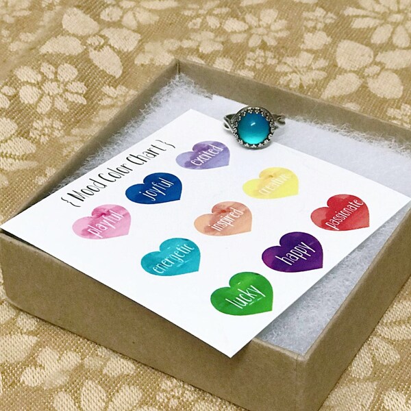 Small Silver Mood Ring | Real Color Changing Mood Ring With Mood Color ...