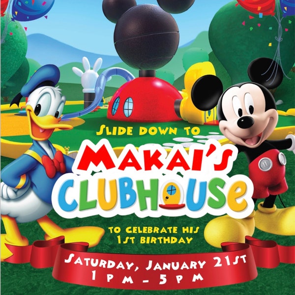 Mickey Mouse Clubhouse Birthday Invitation, Mickey Mouse Clubhouse ...