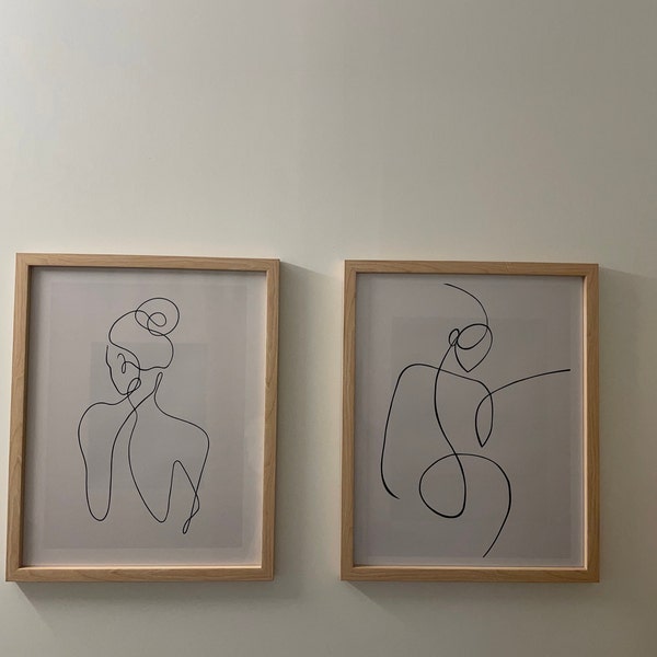 Woman Line Drawing Art Print Set of 3, Minimalist One Line Wall Home ...