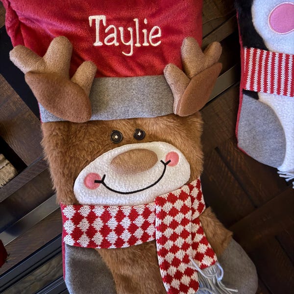 Personalized Furry Friends Christmas Stockings - Holiday Décor - Plush ...