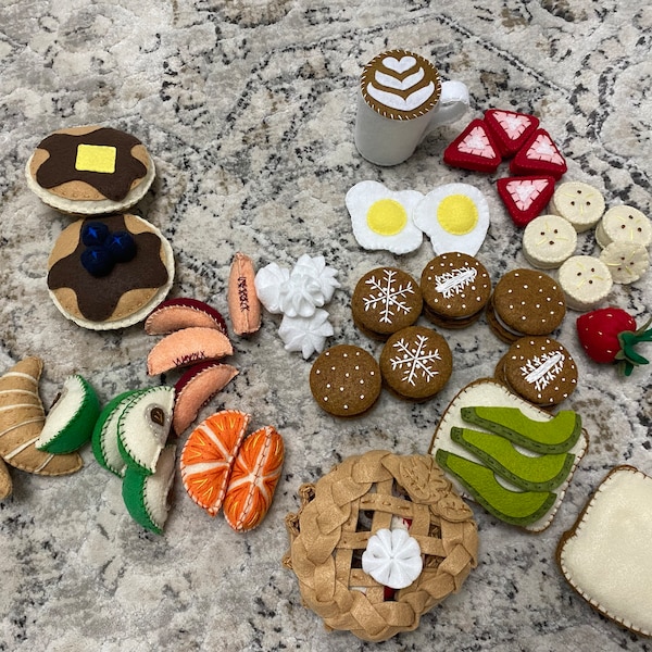 Felt Food Breakfast Set, Felt Play Food, Play Kitchen, Play Bakery ...