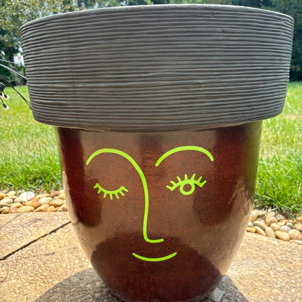 Face Decal for Flower Pot - Vinyl Decal - Flower Pot Sticker ...