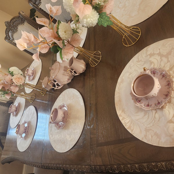 Collectibles Pink Porcelain Tea Service Set, Pink China Set Vintage ...