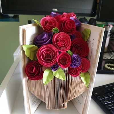 Book Folding Pattern Vase Flower Vase Free Tutorial - Etsy