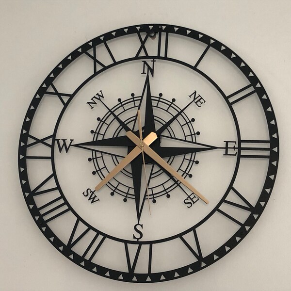 Corsiva Italic Numbers Metal Wall Clock 45-60cm, Modern Designer Metal ...