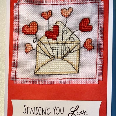 Mini Envelope of Hearts Cross Stitch Pattern for Valentines Day ...