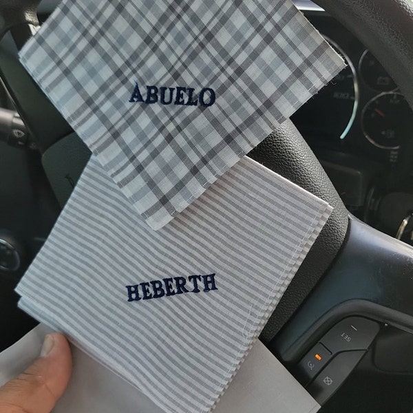 Men's Grey Monogram Handkerchief Set of 3, Custom Cotton Gift for ...