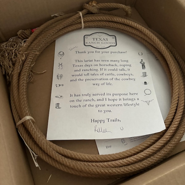 Authentic Cowboy Lariat Rope | Real Used Lasso | Western Ranch Decor | Rustic Wall Art ...