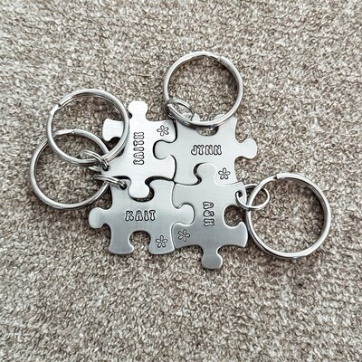 Customized Puzzle Piece Key Chain Personalized With Names Best Friends ...