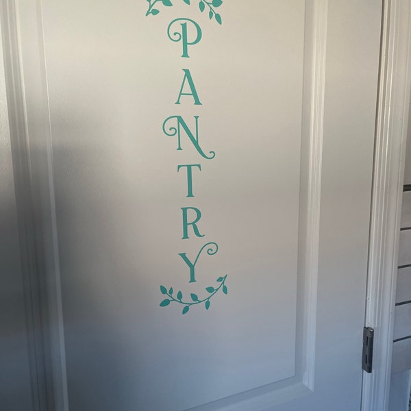 Vertical Pantry Curved Leaves Decal - Kitchen Pantry Sticker - Food ...