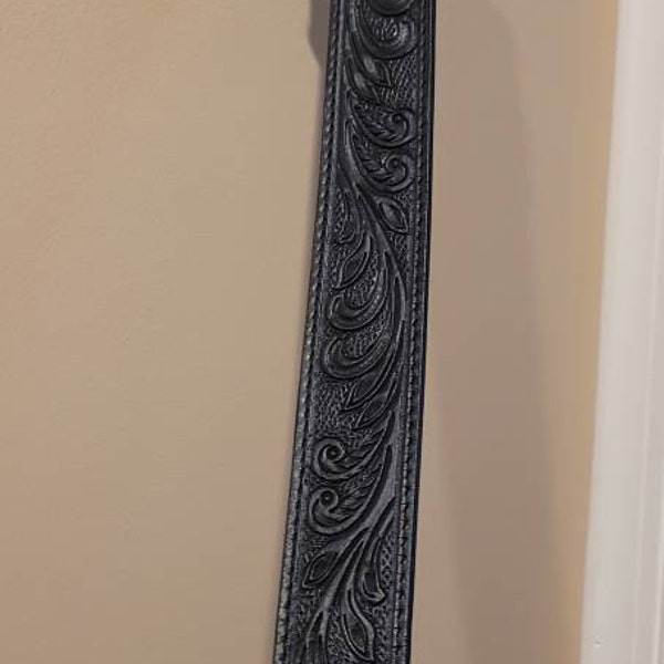 Tooled Western Floral Engraved Leather Belt 100% Genuine Full Grain ...