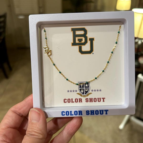 The College Necklace: Side Set College Logo Enamel Bead Necklace - Etsy