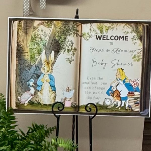 Personalized Peter Rabbit Welcome Sign - Bunny Baby Shower Welcome Sign ...